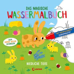 Loewe Verlag Das magische Wassermalbuch - Niedliche Tiere, Kartoniert (TB)