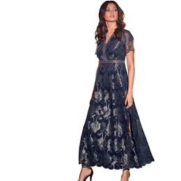 Abendkleid Heine "Abendkleid" Gr. 44, Normalgrößen, blau (marine) Damen Kleider Lange Bestseller