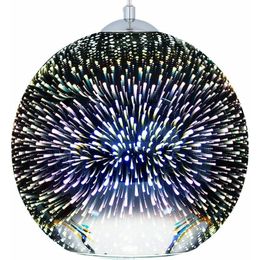 Beliani Hängeleuchte Silber Glas mit Schirm in Kugelform 3D-Feuerwerk-Effekt Skandinavischer Stil für Wohnzimmer Esszimmer - Silber