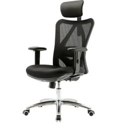 SIHOO Bürostuhl Schreibtischstuhl, ergonomisch, verstellbare Lordosenstütze, 150kg belastbar ohne Fußstütze schwarz - black