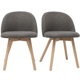 Miliboo Skandinavische Stühle aus grauem Stoff mit Samteffekt und massivem Buchenholz (2er-Set) celeste - Grau