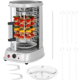 ROYAL CATERING Vertikalgrill 4In1 Kombi Edelstahl Tischgrill 1500W Hähnchengrill Schaschlik