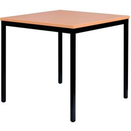 LÜLLMANN Lüllmann - Schreibtisch Profi Besprechungstisch Büromöbel Verkaufstisch Computertisch 80 x 80 cm ral 9005 Schwarz/Buche Dekor 331011 - braun