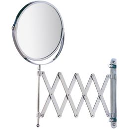 Kosmetik-Wandspiegel Teleskop Exclusiv, Wandspiegel, 3-fach Vergrößerung, Silber glänzend, Stahl chrom, Glas - silber glänzend - Wenko