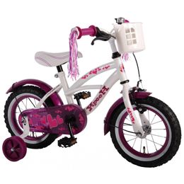 Kinderfahrrad Heart Cruiser für Mädchen 12 Zoll Kinderrad in Weiß/Lila