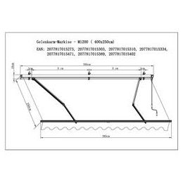 TrendLine Gelenkarm-Markise 4 x 2,5 m grau-weiß-weiß gestreift