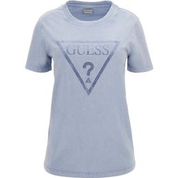 Guess T-Shirt, Baumwolle, Logo-Frontprint, für Damen, blau, S