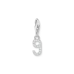 Thomas Sabo Charm-Anhänger Zahl 9 mit weißen Steinen Silber