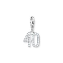 Thomas Sabo Charm-Anhänger Zahl 40 mit weißen Steinen Silber