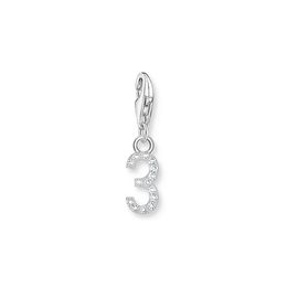 Thomas Sabo Charm-Anhänger Zahl 3 mit weißen Steinen Silber