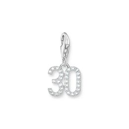 Thomas Sabo Charm-Anhänger Zahl 30 mit weißen Steinen Silber