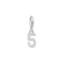 Thomas Sabo Charm-Anhänger Zahl 5 mit weißen Steinen Silber