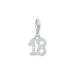 Thomas Sabo Charm-Anhänger Zahl 18 mit weißen Steinen Silber