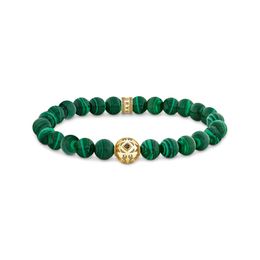 Thomas Sabo Beads-Armband aus grünen Steinen vergoldet