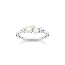 Thomas Sabo Ring Perlen mit weißen Steinen silber