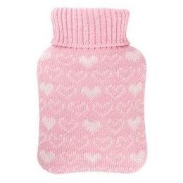 Mini-Wärmflasche 0,2 l mit Strickbezug rosa Herzen 1 St
