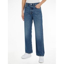 Tommy Hilfiger Straight-Jeans LOOSE STRAIGHT RW KLO mit Lederlogopatch, blau