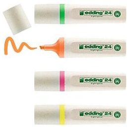 Edding EcoLine 24 Textmarker Gelb, Hellgrün, Orange, Rosa Mittel Keilspitze 2 - 5 mm Nachfüllbar 4 Stück