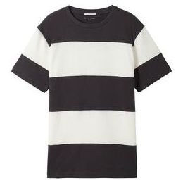 Tom Tailor Jungen T-Shirt mit Bio-Baumwolle, grau, Blockstreifen, Gr. 152