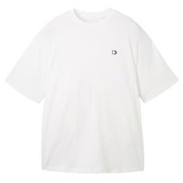 Tom Tailor DENIM Herren Oversized T-Shirt, weiß, Logo Print, Gr. XL