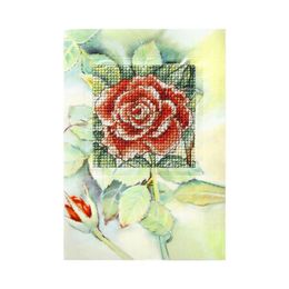 buttinette Stick-Grußkarte "Rose"