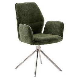 Esszimmerstuhl MCA furniture "GREYTON" Stühle Gr. B/H/T: 61 cm x 91 cm x 63 cm, Chenille, Edelstahl, grün (olive, edelstahl gebürstet)