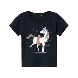 name it - T-Shirt NMFBEATE BALETT UNICORN in dark sapphire, Gr.92