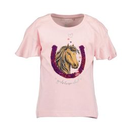 Blue Seven - T-Shirt GIRLS HORSE CLUB mit Wendepailletten in rosa, Gr.104