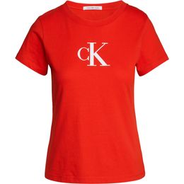 Calvin Klein Jeans T-Shirt, Baumwolle, Logo-Print, für Damen, rot, M