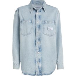 Calvin Klein Jeans Jeanshemd, Druckknopfleiste, Brusttaschen, für Damen, blau, S