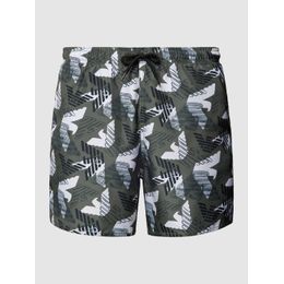 Emporio Armani Regular Fit Badehose mit Allover-Logo-Print