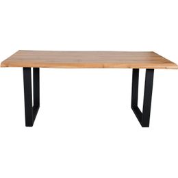 Duo Collection Baumkantentisch Tisch Thea, Massives Kufengestell aus Metall, Belastbarkeit bis 100 kg, braun
