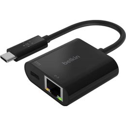 Belkin USB-C auf Gigabit-Ethernet-Adapter mit 60 W PD Adapter USB Typ C zu USB Typ C, schwarz