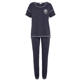 Lascana Pyjama Damen Gr&ouml;&szlig;e M dunkelblau / wei&szlig; Winterkleid