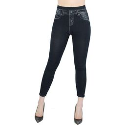 dy_mode 7/8-Jeggings Damen Capri Jeggings 7/8 Leggings Jeans Optik Sommer Jeggins mit elastischem Bund