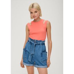 QS Jeansshorts Jeans-Shorts Paper Bag / Relaxed Fit / High Rise / Semi Wide Leg Waschung