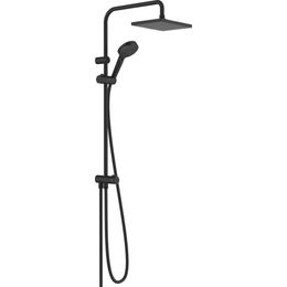 Hansgrohe Duschsystem, 1 Strahlart(en), Komplett-Set, 23cm, wassersparend Reno, schwarz