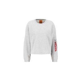 Sweater Alpha Industries "ALPHA Women - Sweatshirts X-Fit Label OS Wmn" Gr. L, grau (grey heather) Damen Sweatshirts