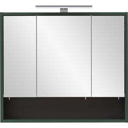Spiegelschrank Welltime "Kent" Schränke Gr. B/H/T: 70 cm x 65,6 cm x 16 cm, grün (waldgrün) Bad-Spiegelschränke Badmöbel. Breite 70 cm, LED-Beleuchtung und Schalter-Steckdosenbox