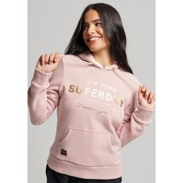 Kapuzensweatshirt Superdry "SU-LUXE METALLIC LOGO HOODIE" Gr. S, pink (vintage blush pink) Damen Sweatshirts