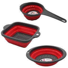 HAC24 Küchensieb Abtropfsieb Nudelsieb Silikonsieb Küchensieb Seiher Küchenhelfer Sieb, Silikon, (Set, 3-St), Platzsparend, Faltbar