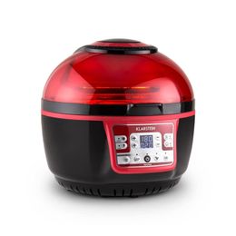 Klarstein VitAir Turbo Heißluftfritteuse rot-schwarz 1400W Grillen Backen 9l Rot