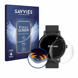 Savvies Displayschutzfolie Fullscreen Schutzfolie für Armbanduhren (Kreisrund, ø: 35 mm), 4 Stück, 4 Stück