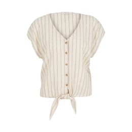 Tom Tailor Denim Damen Bluse mit Knotendetail, weiß, Streifenmuster, Gr. XXL