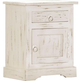 Bonnevie - Nachttisch,Beistelltisch Weiß 40×30×50 cm Massivholz Mango vidaXL