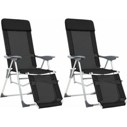 Klappbare Liegestühle mit Fußteil 2 Stk. Schwarz Textilene vidaXL176404