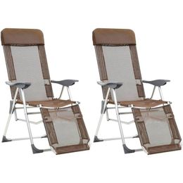 Klappbare Liegestühle mit Fußteil 2 Stk. Braun Textilene vidaXL123489