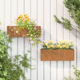 Bonnevie - Wand-Pflanzkübel,Blumenkasten 2 Stk. Rostig Cortenstahl 53x10x17 cm vidaXL