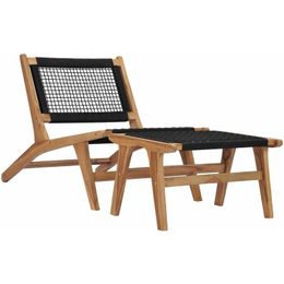 Sonnenliege,Liegestuhl mit Fußablage Massivholz Teak und Seil vidaXL