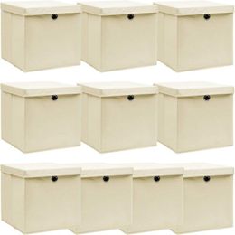 Vidaxl - Aufbewahrungsboxen mit Deckel 10 Stk. Creme 32x32x32 cm Stoff Creme